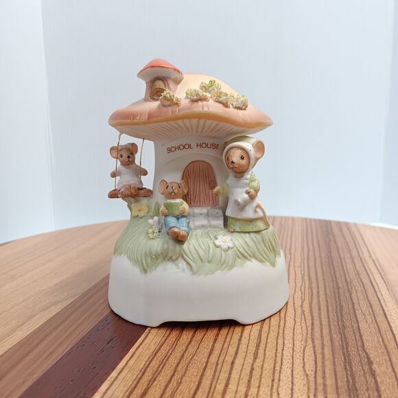 Enesco | Accents | Country Calico Mice School House Mushroom Musical ...